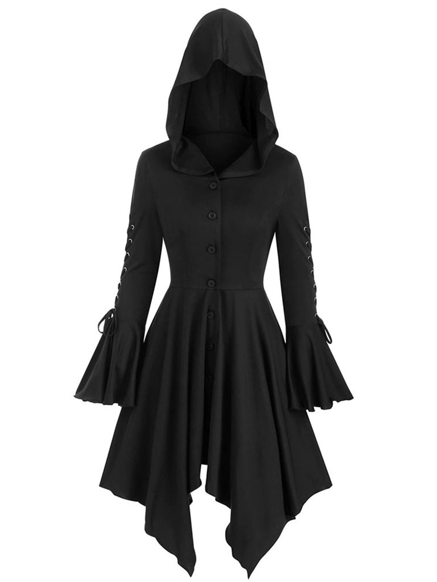 Qinavy Women's Halloween Button Hooded Irregular Slim Fit Cloak ...