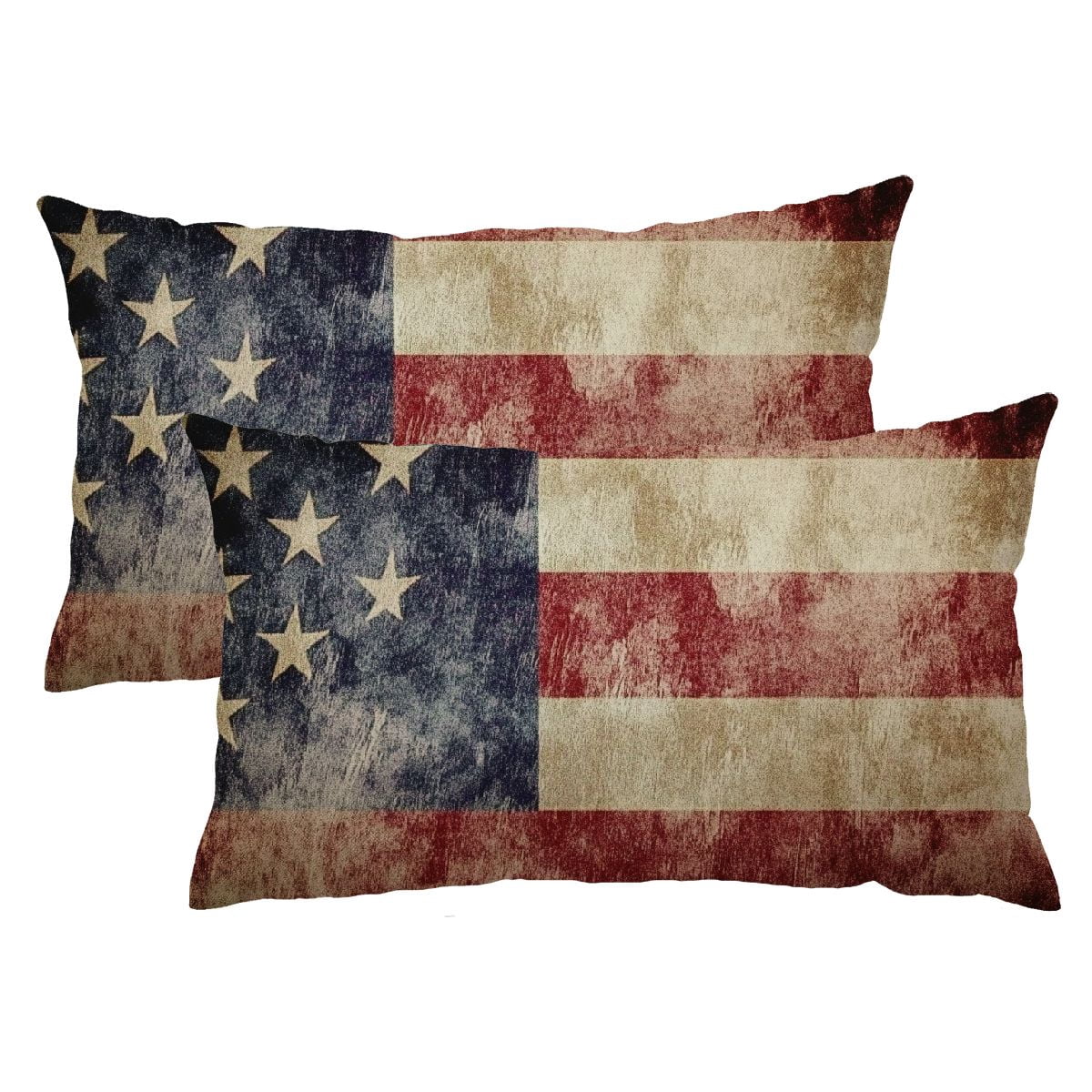 Qinduosi 12x20 Inch Set of 2 Rustic USA Flag Vintage American Flag ...