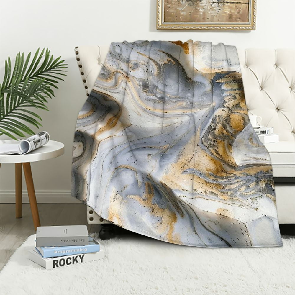Qinduosi Abstract Geometric Marble Texture Throw Blanket Soft Bed ...