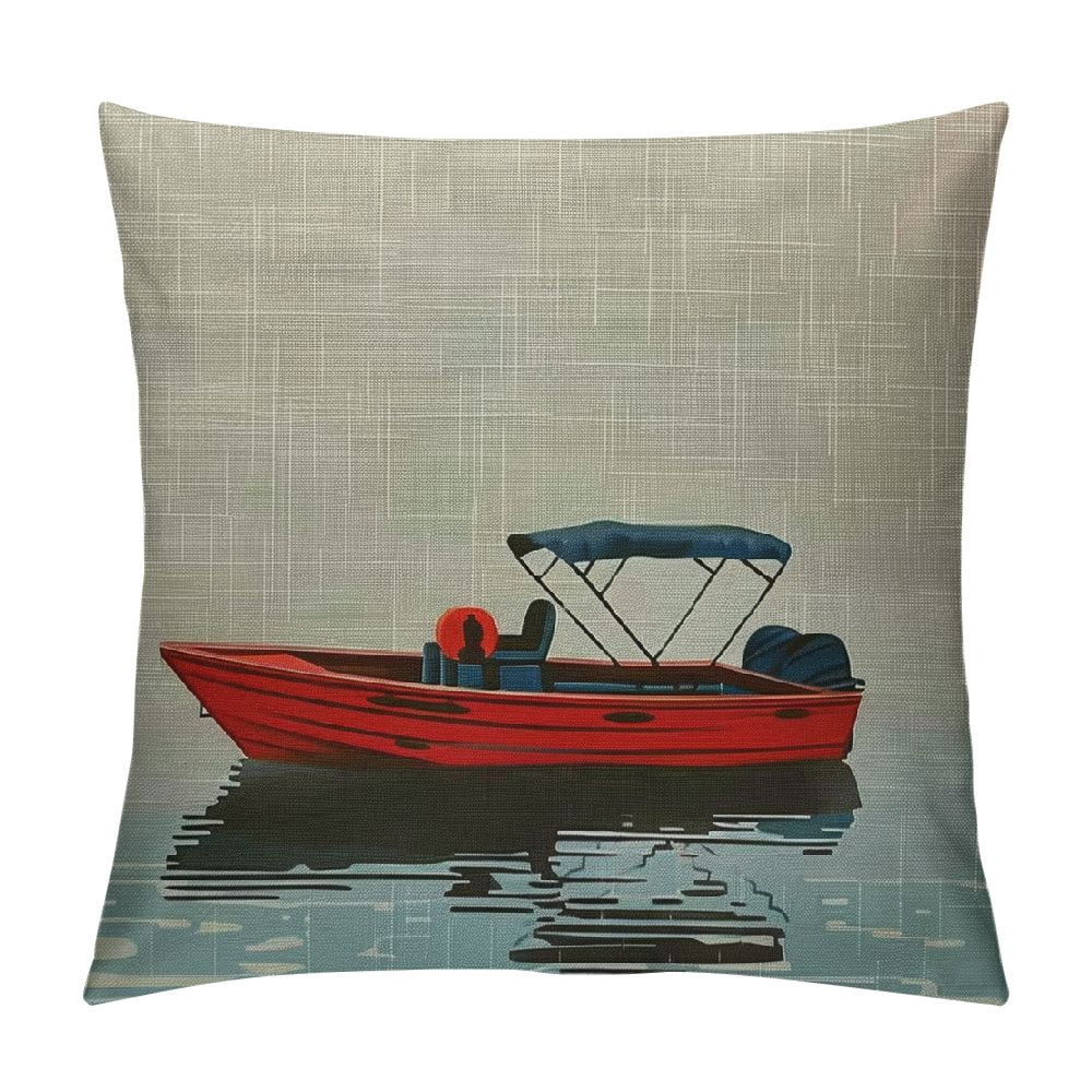 Qinduosi Boat Throw Pillow Cover,Pontoon Boat Beach Blue Brown ...