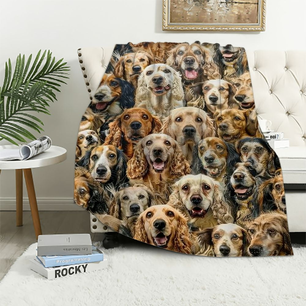 Qinduosi Cocker Spaniel Dog Blanket for Kids Adults, Animal Print Plush ...