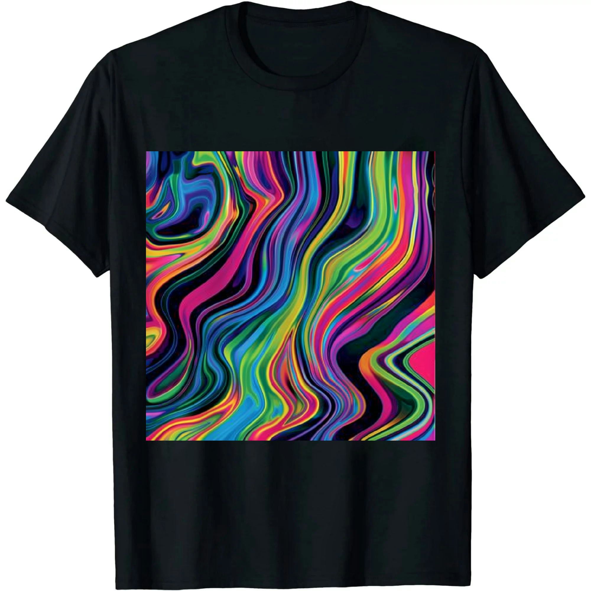 Qinduosi Colorful T-Shirts for MenPrinted Neon Abstract Tee Short ...