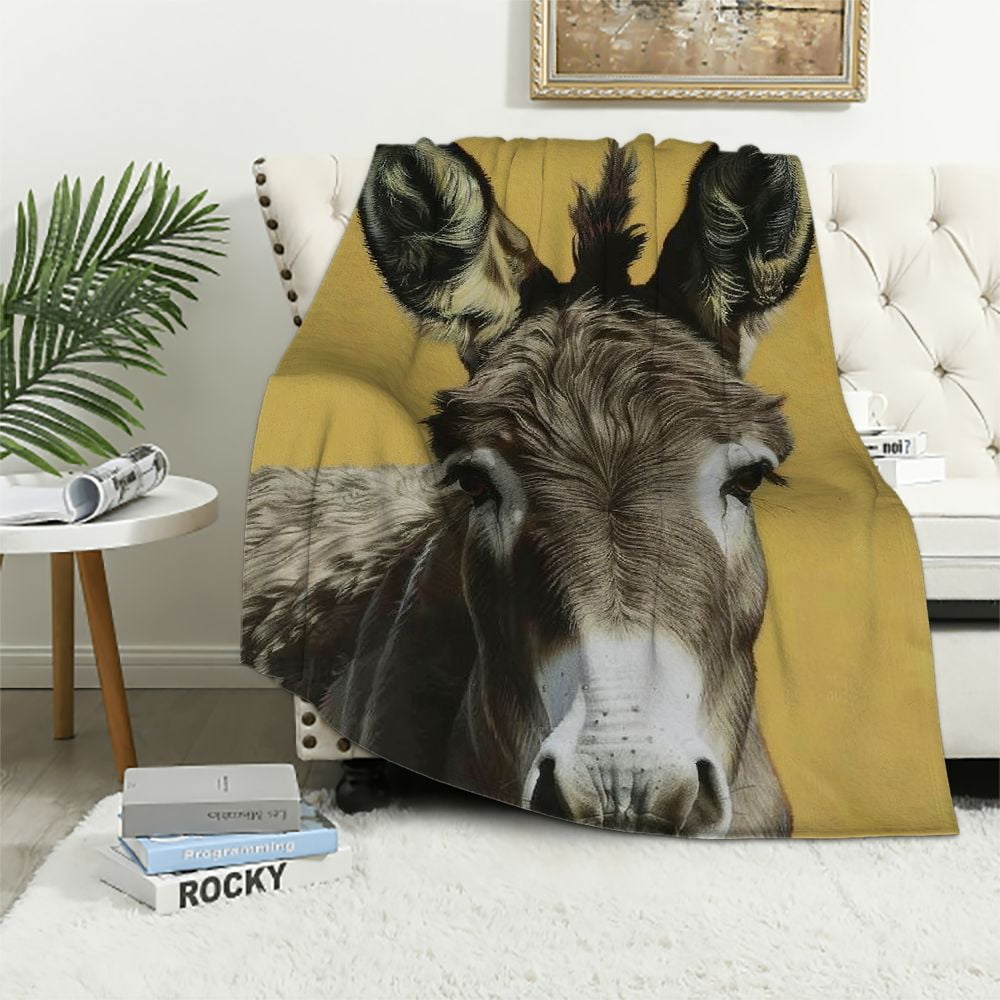 Qinduosi Donkeys Blanket Cute Animals Fleece Blanket Soft Fuzzy Plush ...