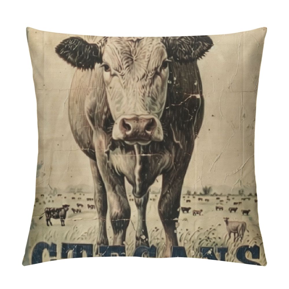 Qinduosi Farmhouse Pillow Covers Inch Rustic with Cow Farm Animal ...