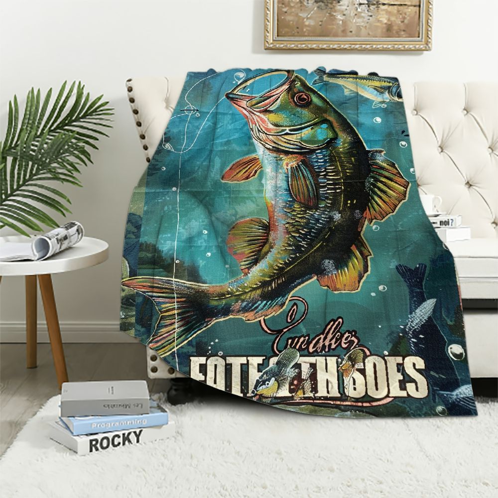 Qinduosi Fish Blanket for Fishing Lovers, Fishing Gifts for Men, Soft ...