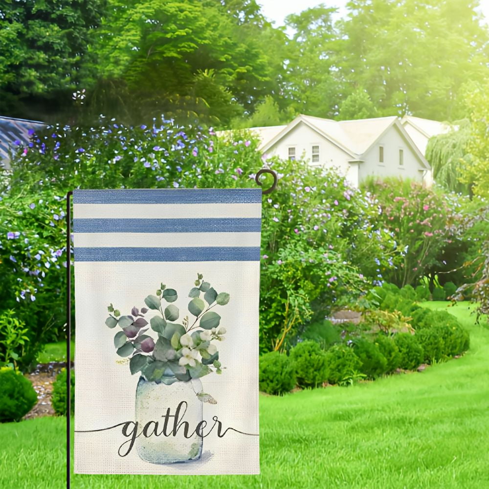 Qinduosi Floral Welcome House Flag Vertical Double Sided Home Decorative Rustic Green Plants ...