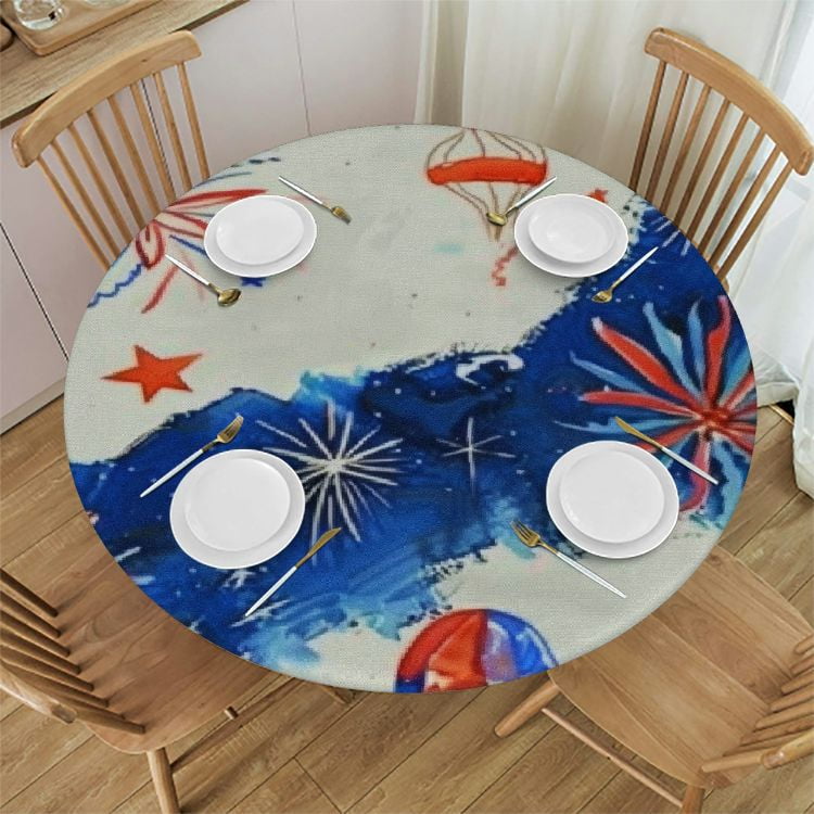 Qinduosi of July Patriotic Round Tablecloth American Flag Stars ...