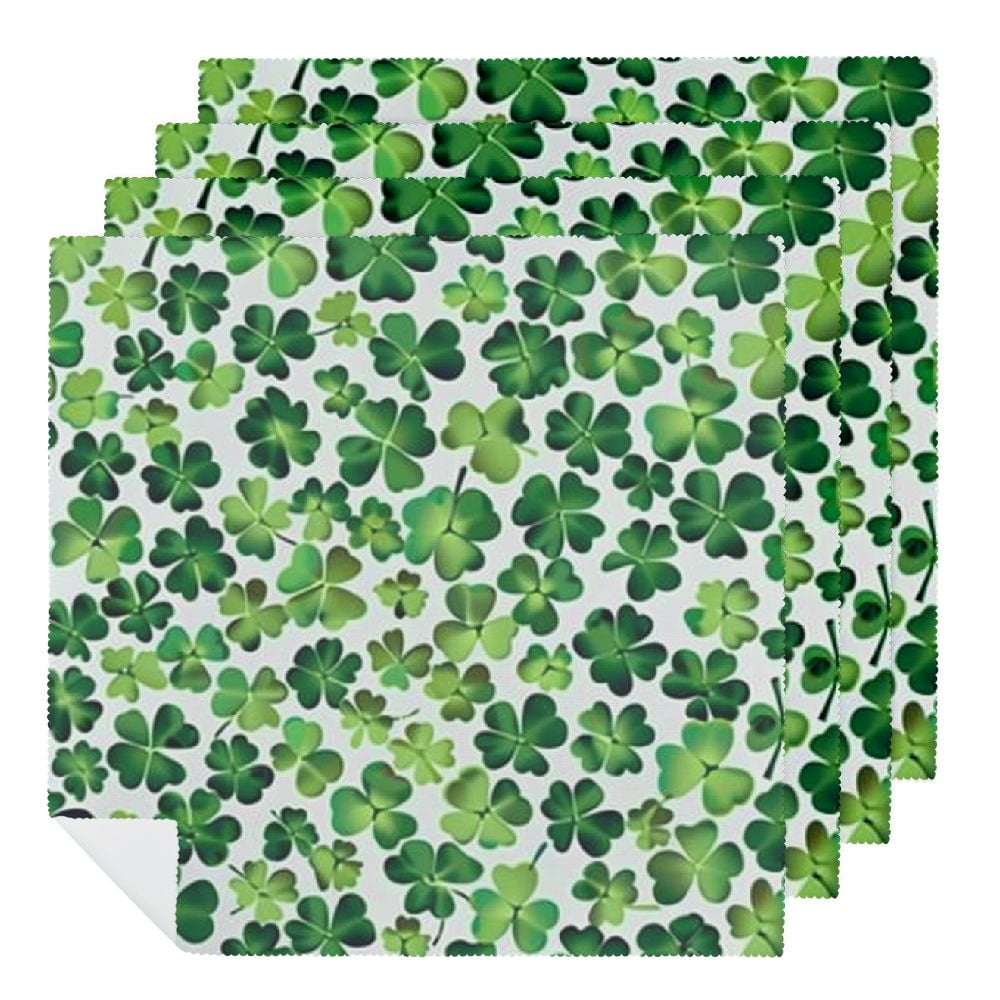 Qinduosi Lucky Clover Shamrocks Cloth Napkins Polyester St Patrick ...