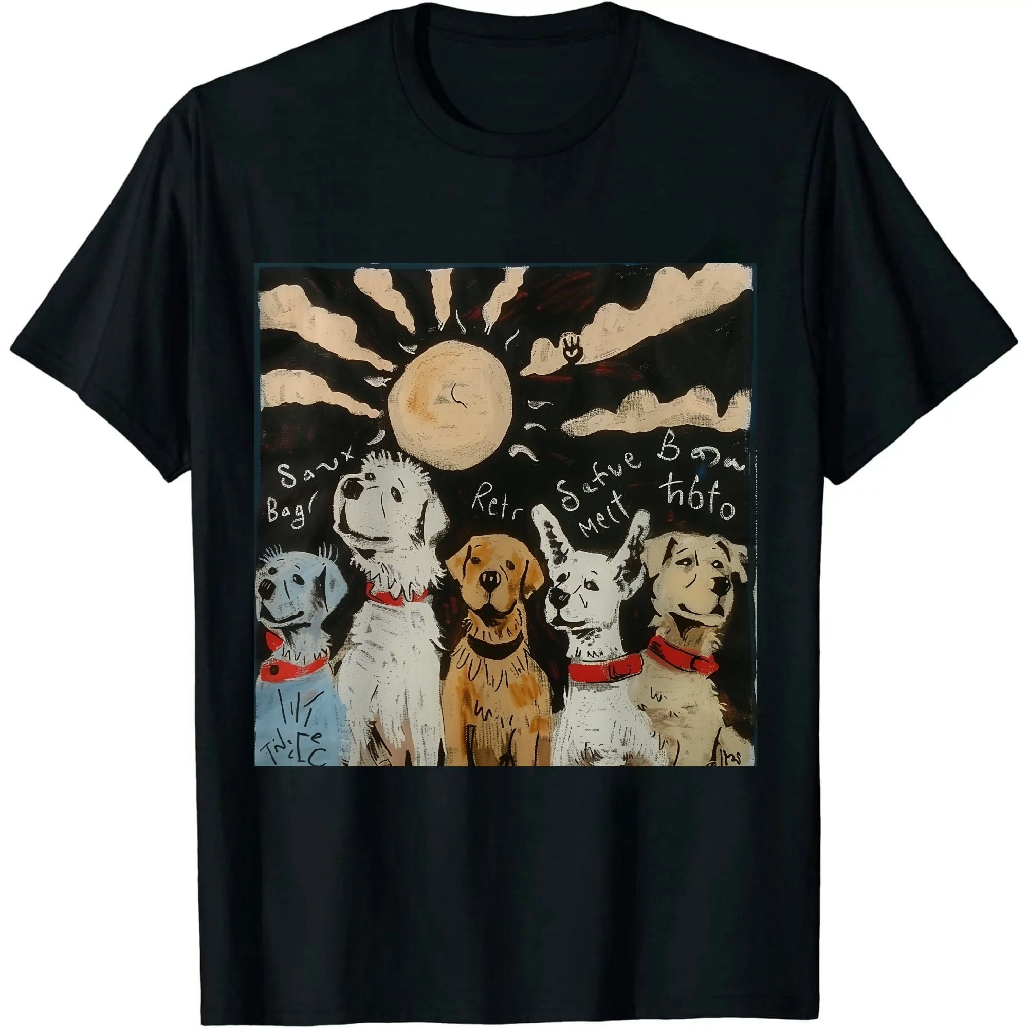 Qinduosi Men’s Graphic Washed Tee Print Elements Oversized Tee Black ...