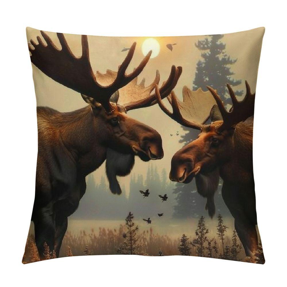 Qinduosi Moose Print Farmhouse Fall Home Decor Cushion Case,Throw ...