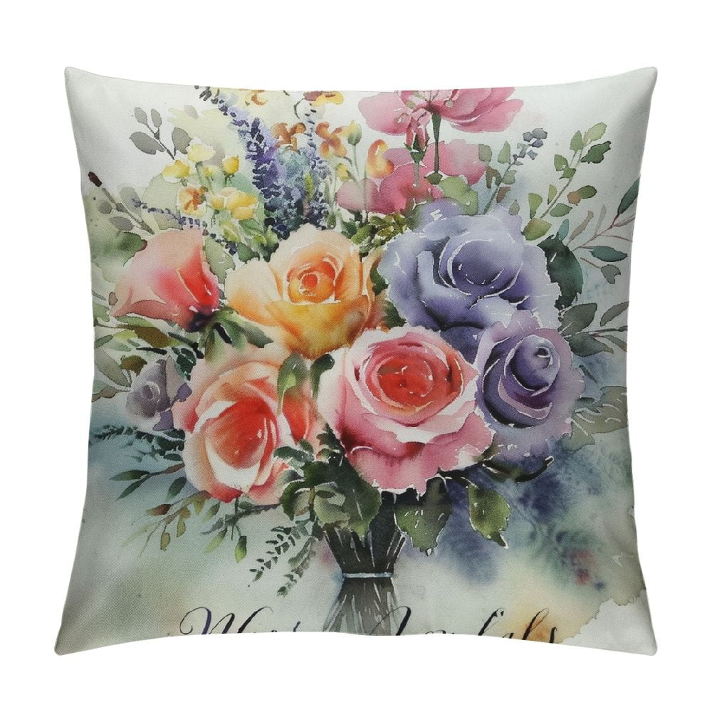 Qinduosi Pillow Covers of Farmhouse Spring Throw Pillow Covers Floral ...