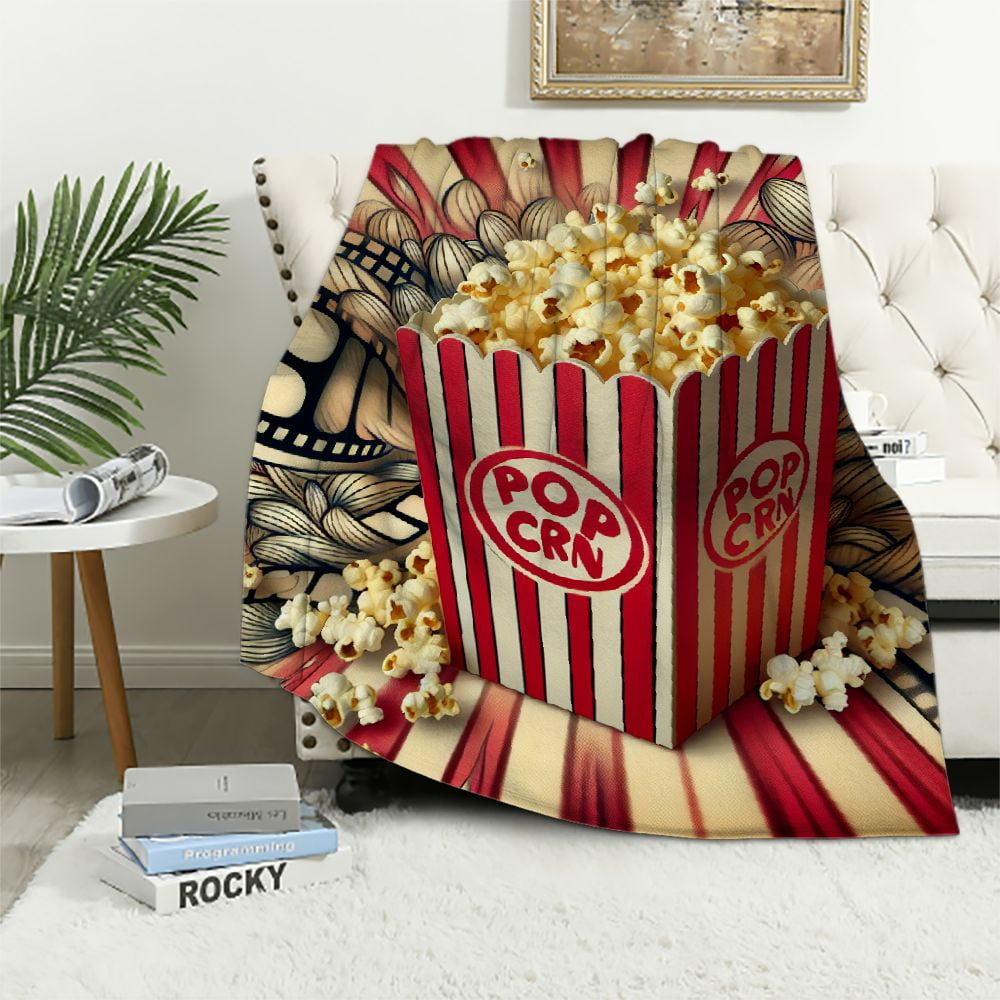 Qinduosi Popcorn Cinema Poster Design Throw Blanket Soft Bed Bedding ...