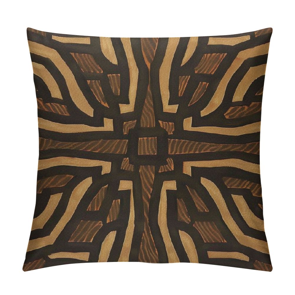 Qinduosi Pouf Tribal African Design Throw Pillow Cover Linear Doodle ...