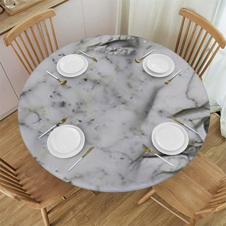 Qinduosi Round Fitted Tablecloth with Flannel Backing Elastic Edge ...