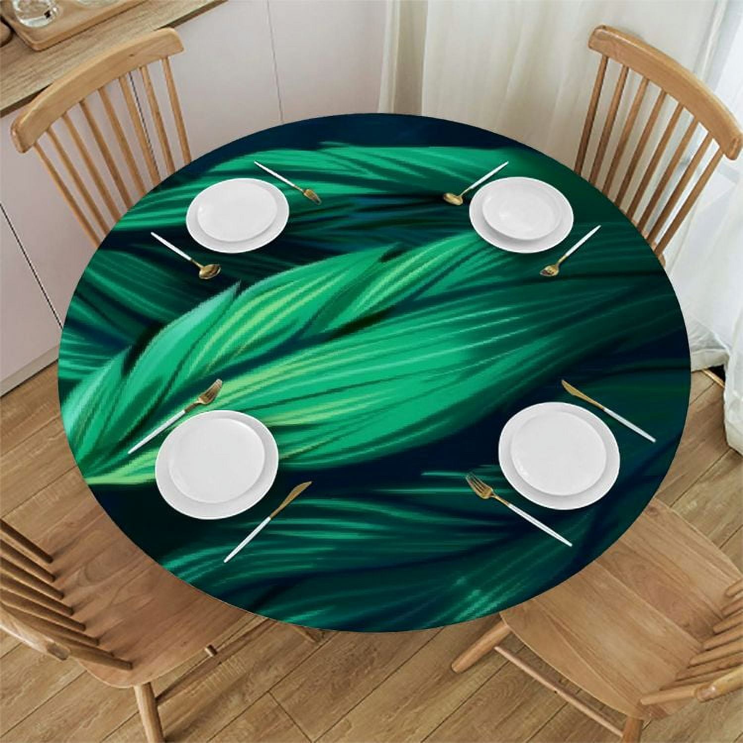 Qinduosi Round Outdoor Tablecloth with Umbrella Hole, Round Fitted ...