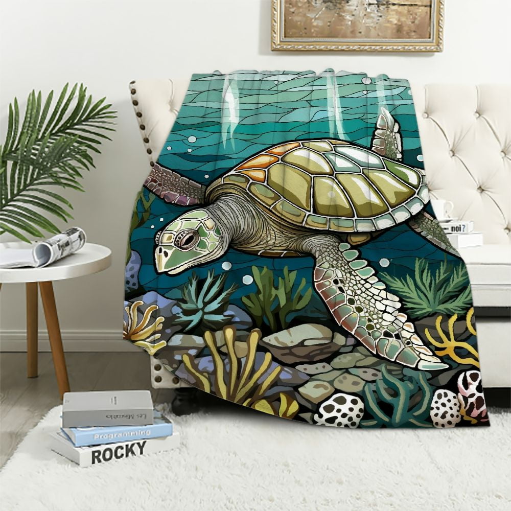 Qinduosi Sea Turtle Throw Blanket Gifts for Women Girls Kids, Vintage ...