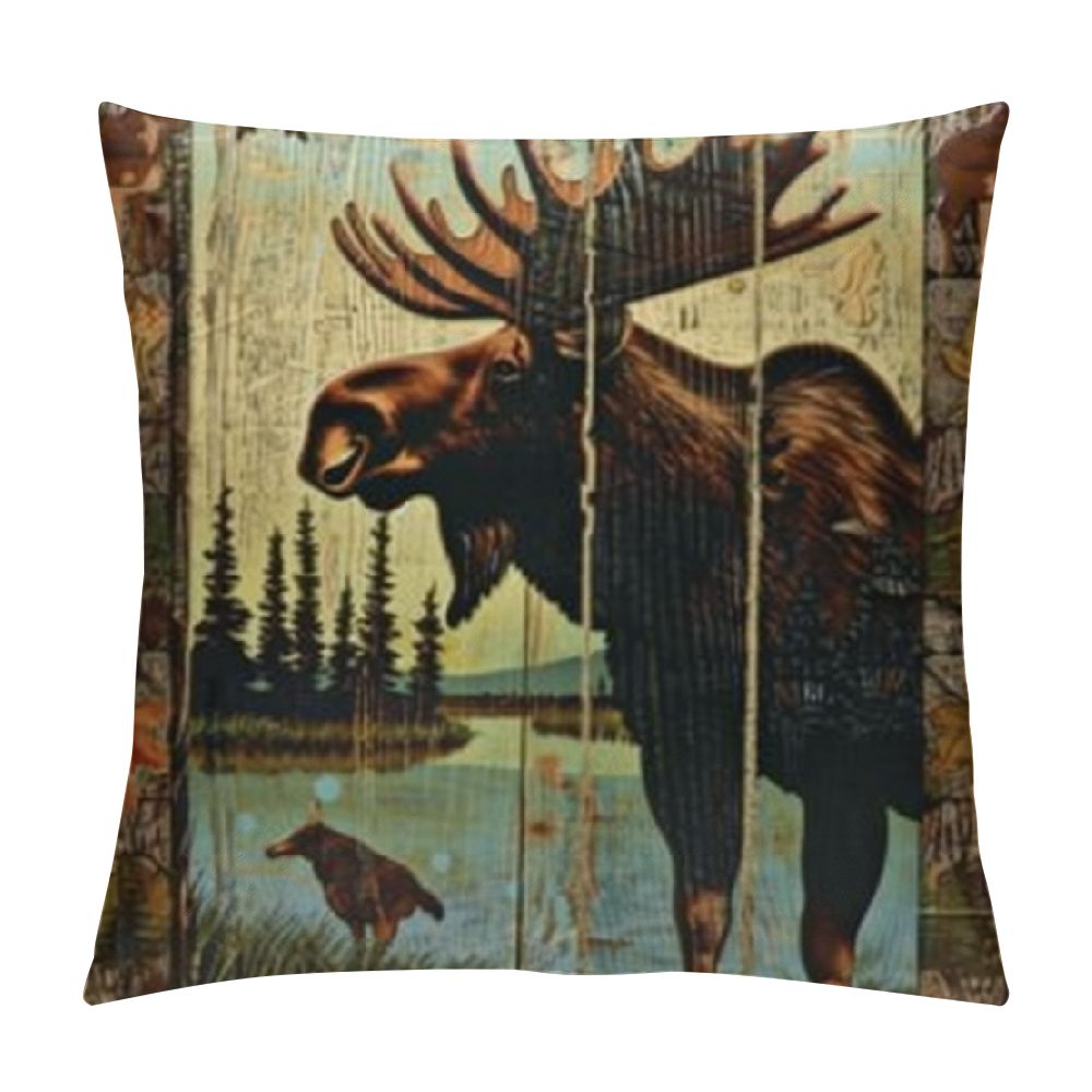 Qinduosi Set of Square inch Retro Brown Throw Pillow Covers Rustic ...