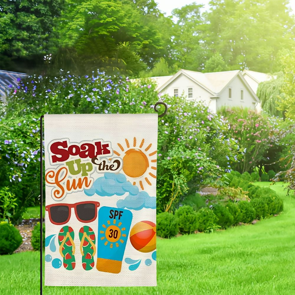 Qinduosi Summer Beach House Flag Vertical Double Sided Decorative ...