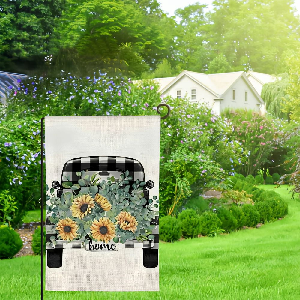 Qinduosi Sunflower Truck House Flag Vertical Double Sided Farm Fresh ...