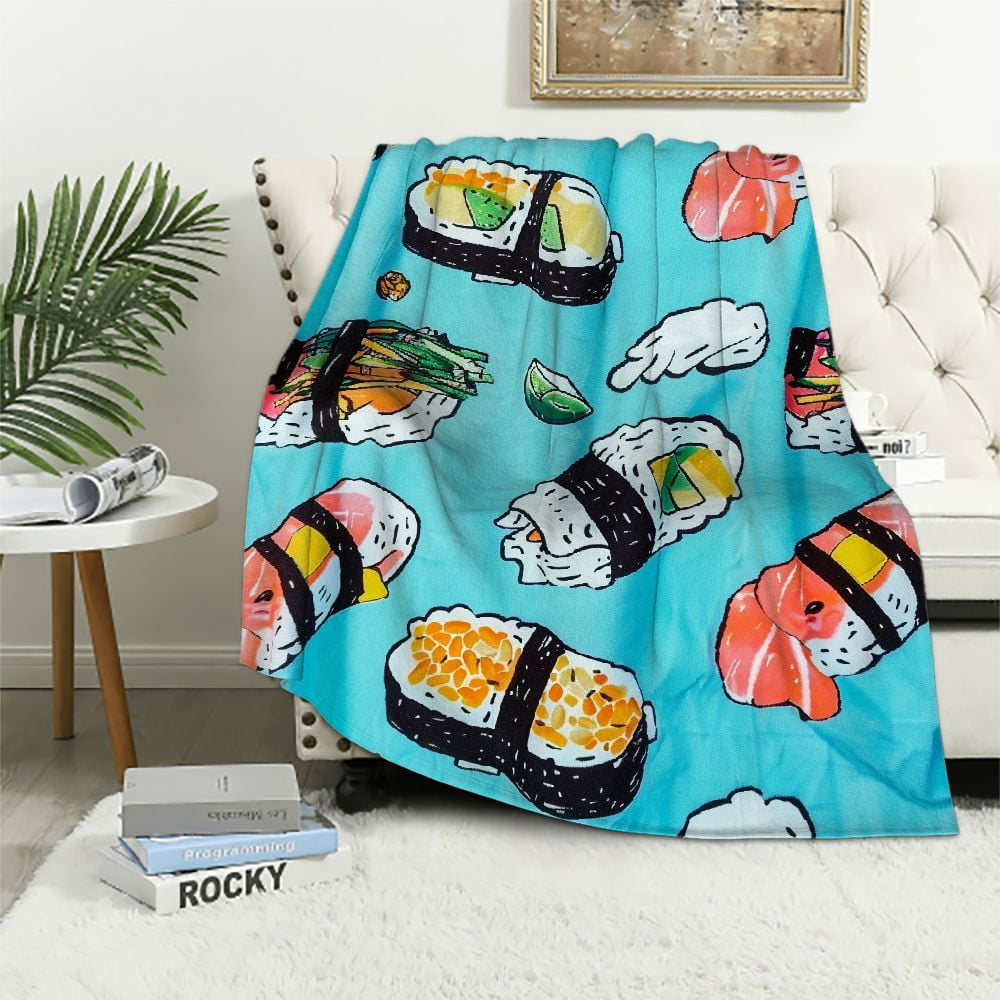 Qinduosi Sushi and Blanket "Japanese Food Throw Blanket Cute Cartoon ...