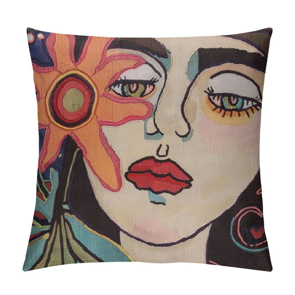 Qinduosi Throw Pillow Cover Mexican Art Pillowcase Bella Senorita Hand ...