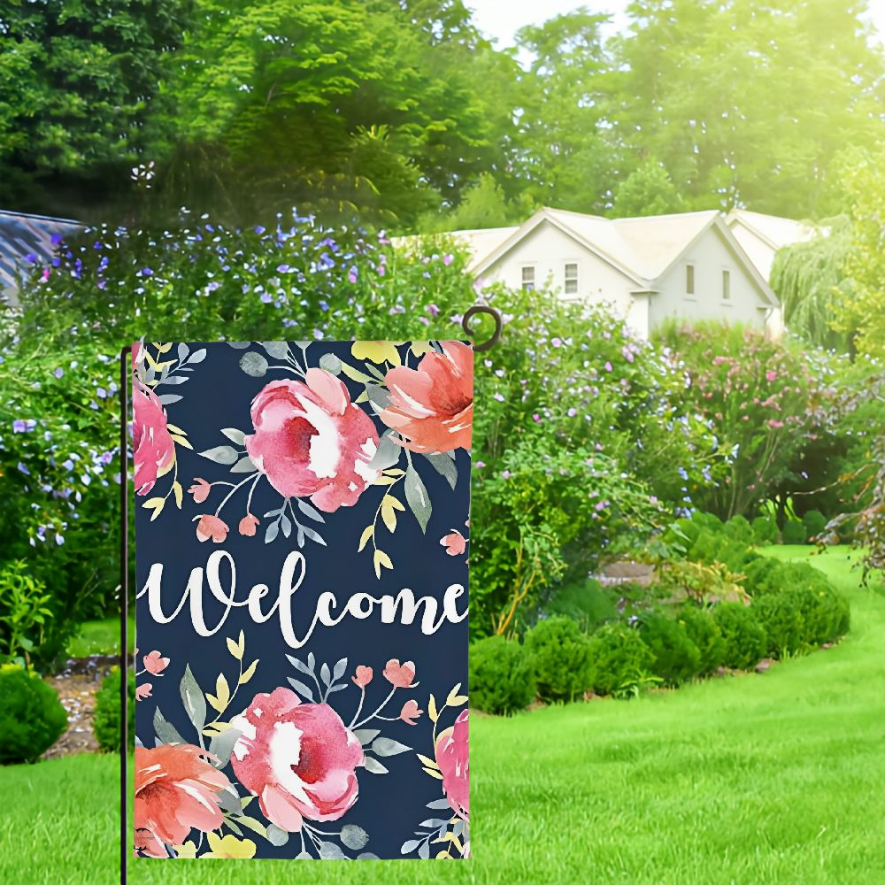 Qinduosi Watercolor Floral Spring Welcome Flowers Garden Flag, Double ...