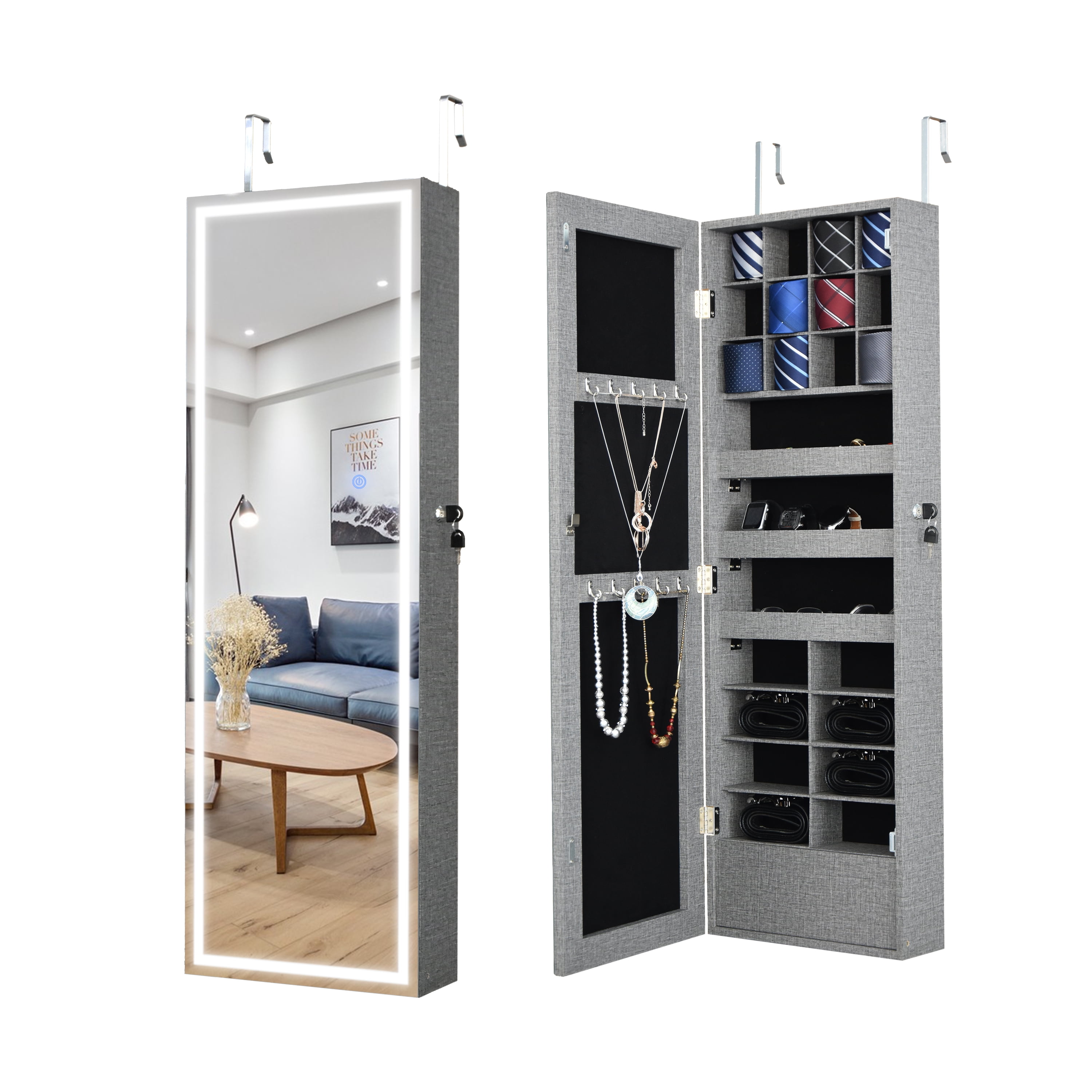 QingLian Fashionable and minimalist jewelry storage mirror cabinet with ...