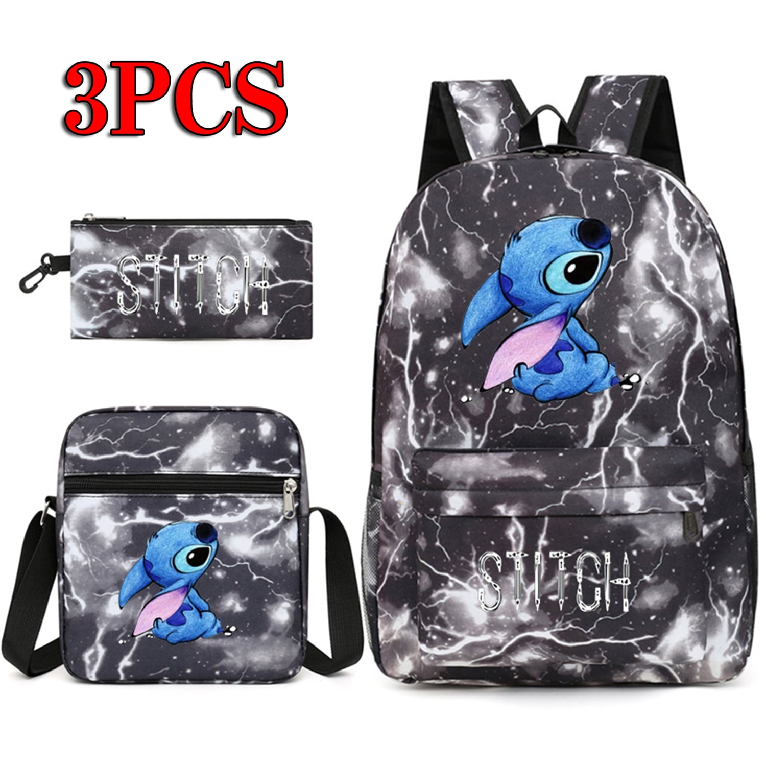 Disney Lilo & Stitch 3PCS Cute Backpack Set, Starry Night Schoolbag ...