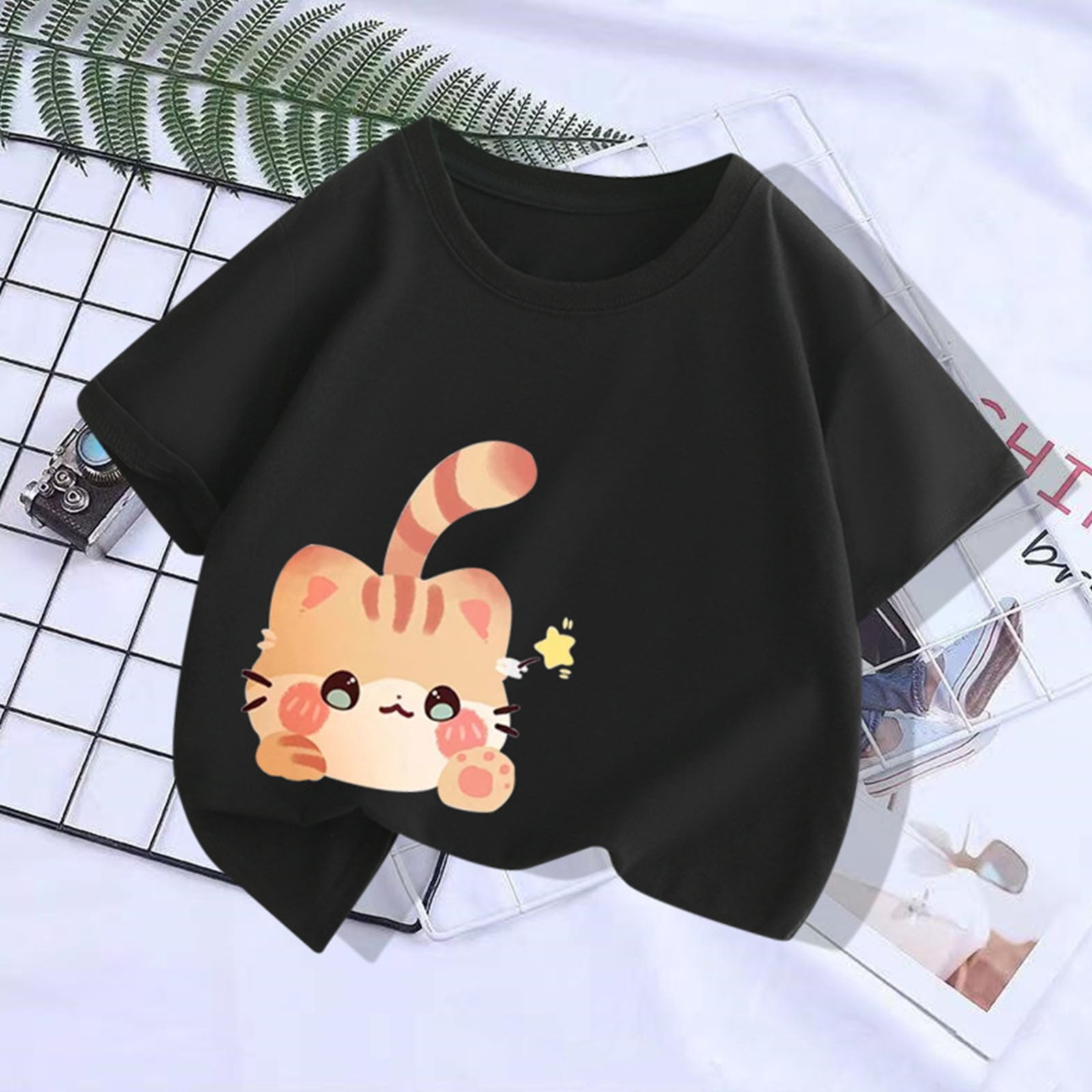 QingYiHua 2-13 Years Kids Girl's Graphic Tees Boys Girls Short Sleeve ...