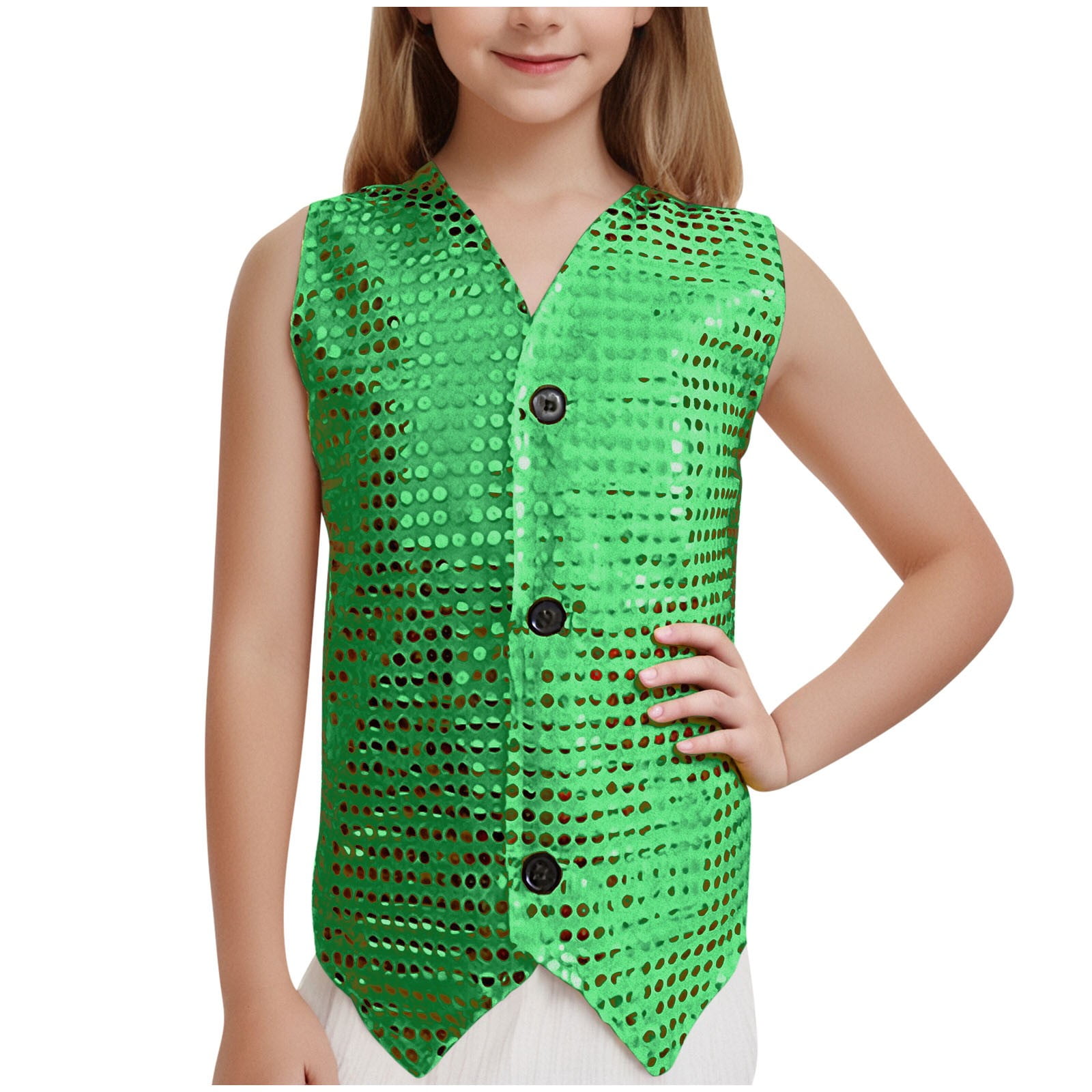 QingYiHua Dance Performance Outfits for Girls Sequin Waistcoat ...