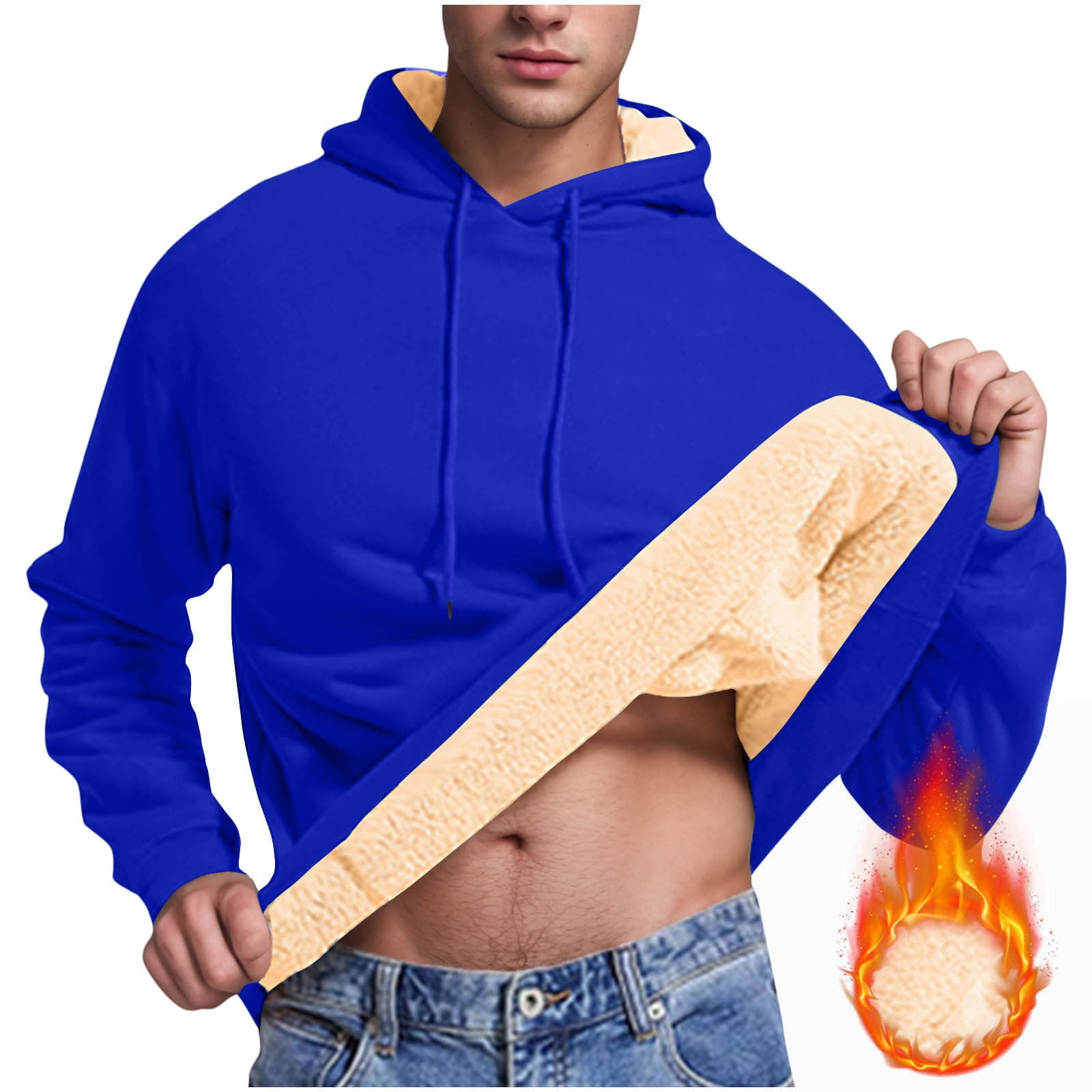 QingYiHua Hoodies for Men Heavyweight Fleece Lined Hoodie Thick Winter Pullover Warm Hooded ...