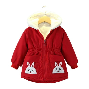 TAIAOJING Baby Girls' Hooded Jacket Winter Cartoon Rabbit Thicken Keep Warm +Bag Windbreaker ...