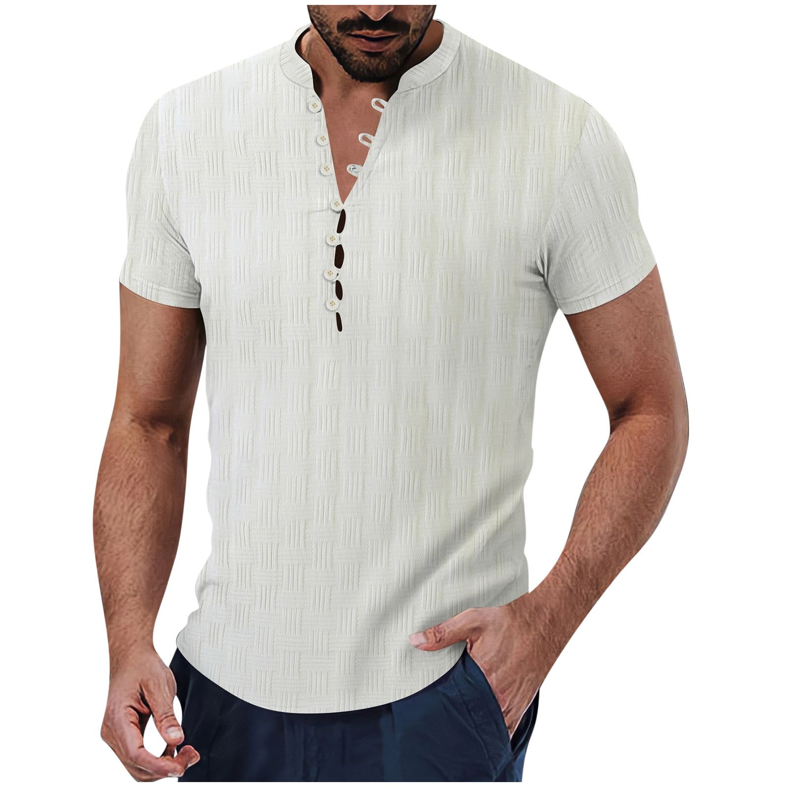 QingYiHua Linen Shirts for Men Loose FitMen'S Dress ShirtsBowling ...