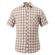 Men's Outdoor Short Sleeve Classic Shirt, Regular-Fit, Button-Up, Collared, Plaid, Double Pocket ...