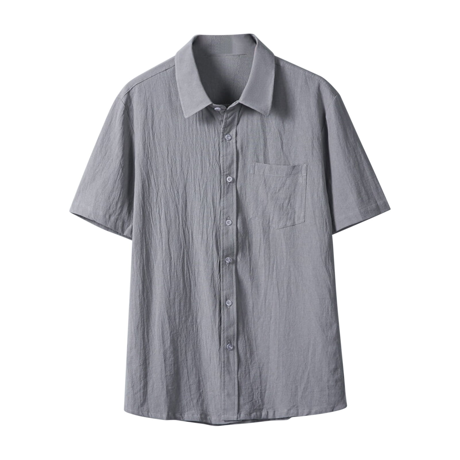 QingYiHua Mens Casual Shirts Short Sleeve Button Down Shirts Lapel Collar Beach Vacation ...