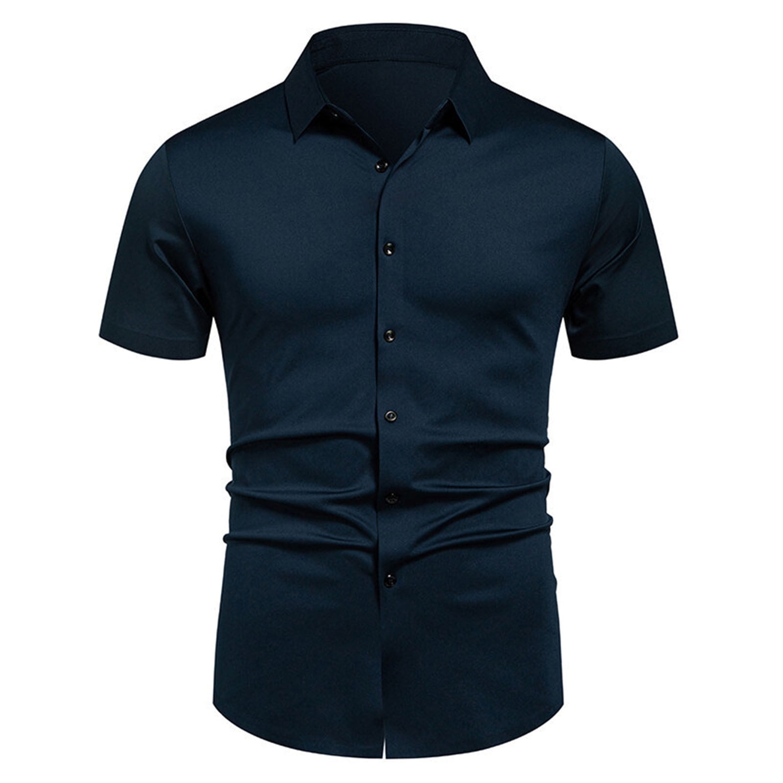 QingYiHua Mens Dress Shirts Short Sleeve Button Down Business Casual Shirt Slim Fit Work formal ...