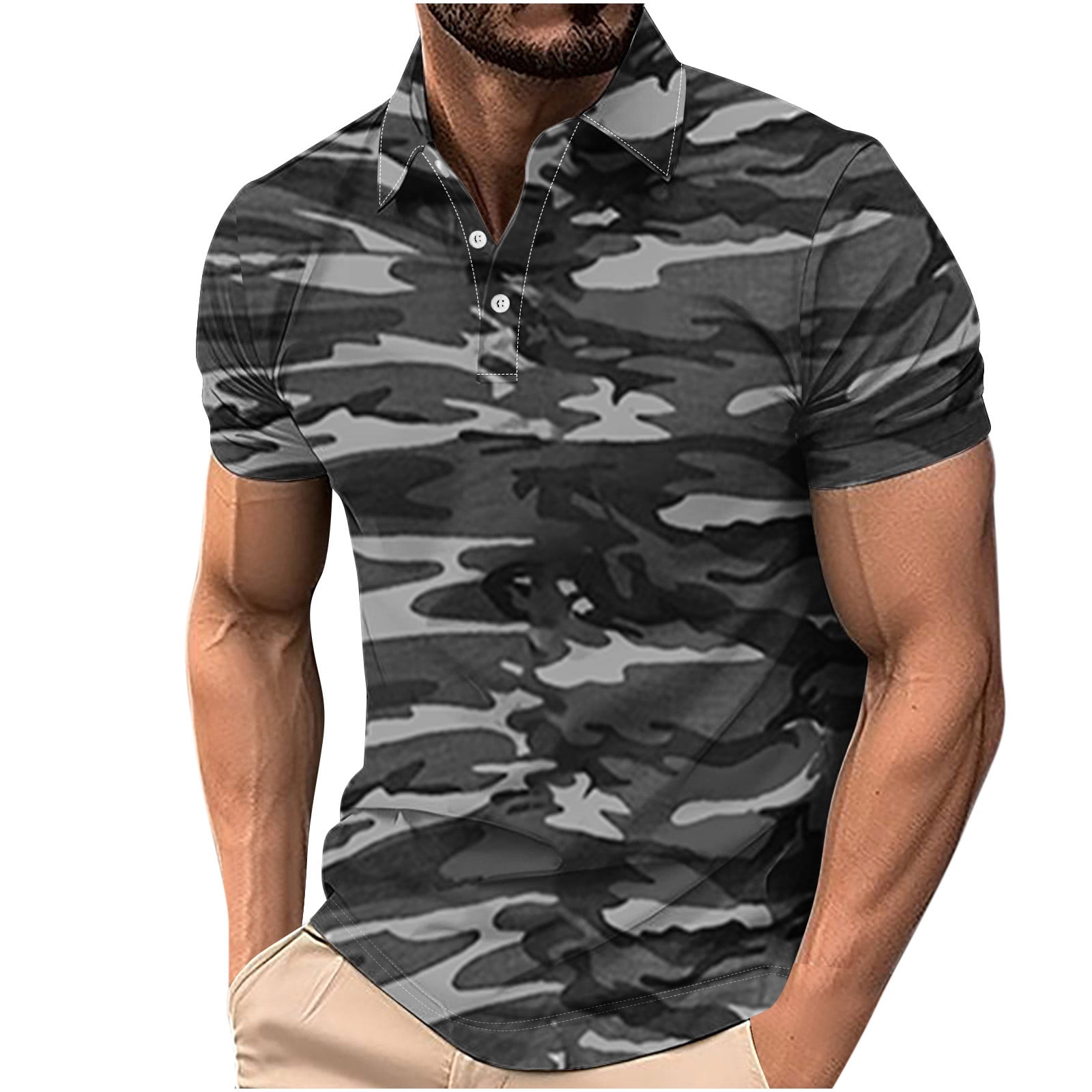 QingYiHua Summer Casual Collared Shirts for Men Men's Short Sleeved ...