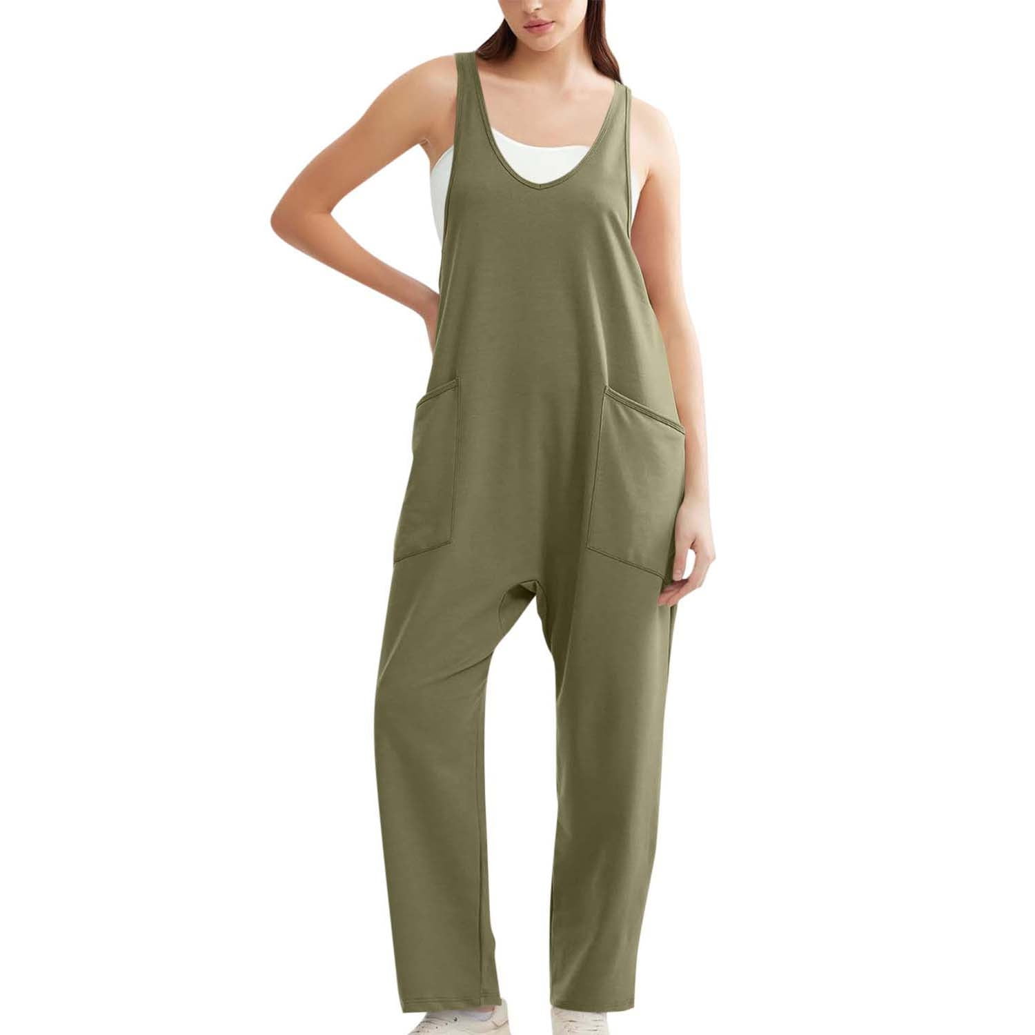 QingYiHua Womens Pants Clearance,Jumpsuits for Women Casual Cotton ...