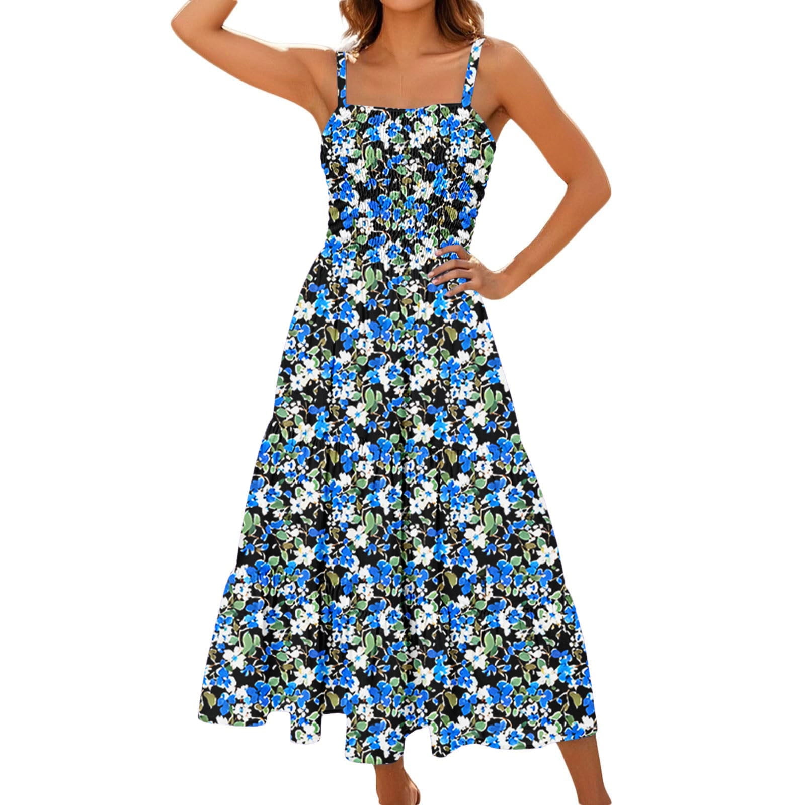 QingYiHua Womens Sundresses for Beach Vacation Casual Boho Sleeveless ...