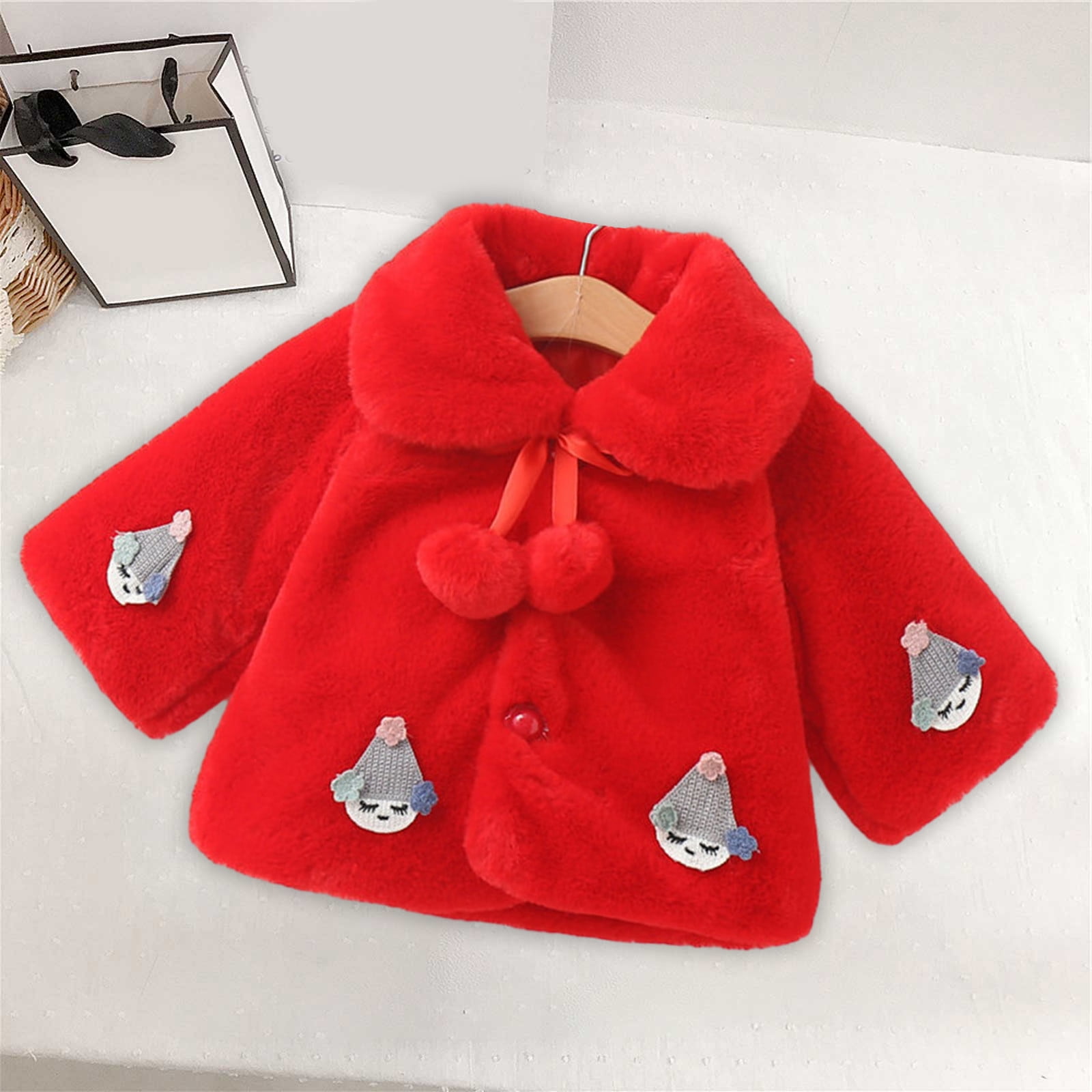 QingYiHua kids Toddler Girls Cute Winter Warm Fluffy Fleece Jacket ...