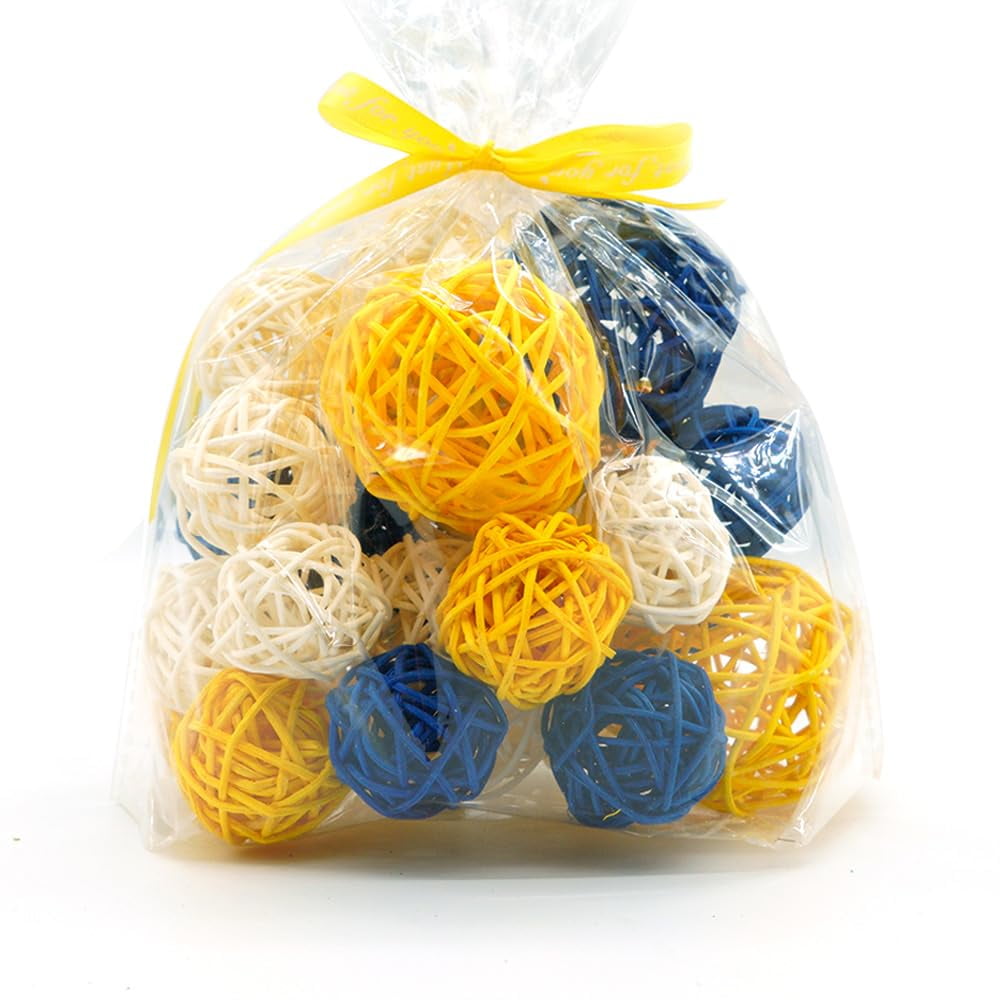 Qingbei Rina 20 PCS Yellow Wicker ATT1Rattan Balls,Decorative Balls for ...
