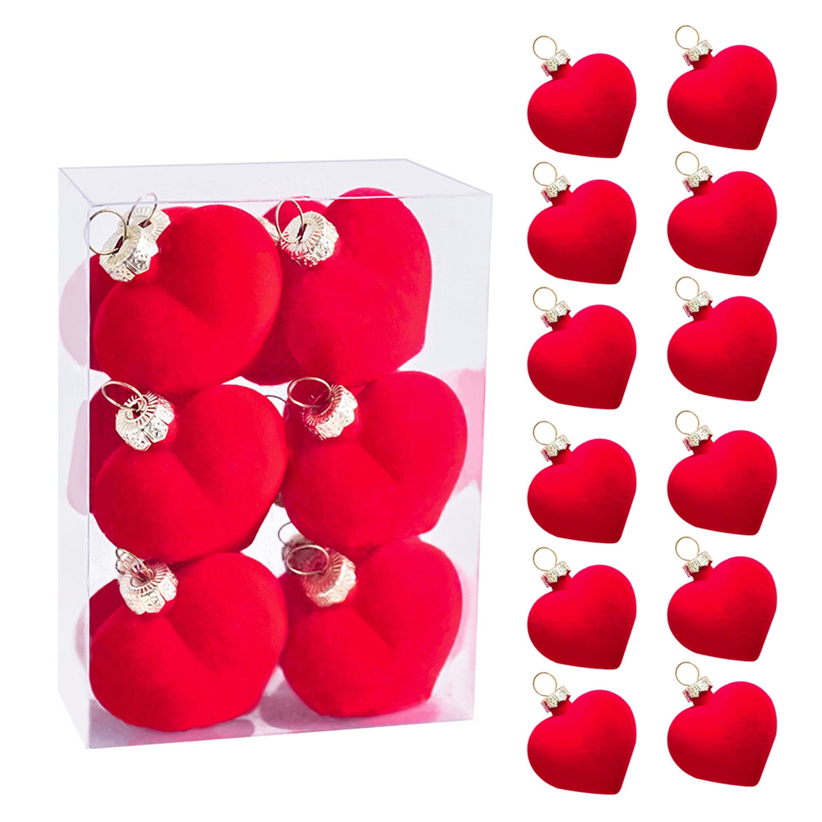 Isvgxsz 12 Pcs Valentine's Day Velvet Heart Ornaments Bulk Valentine ...
