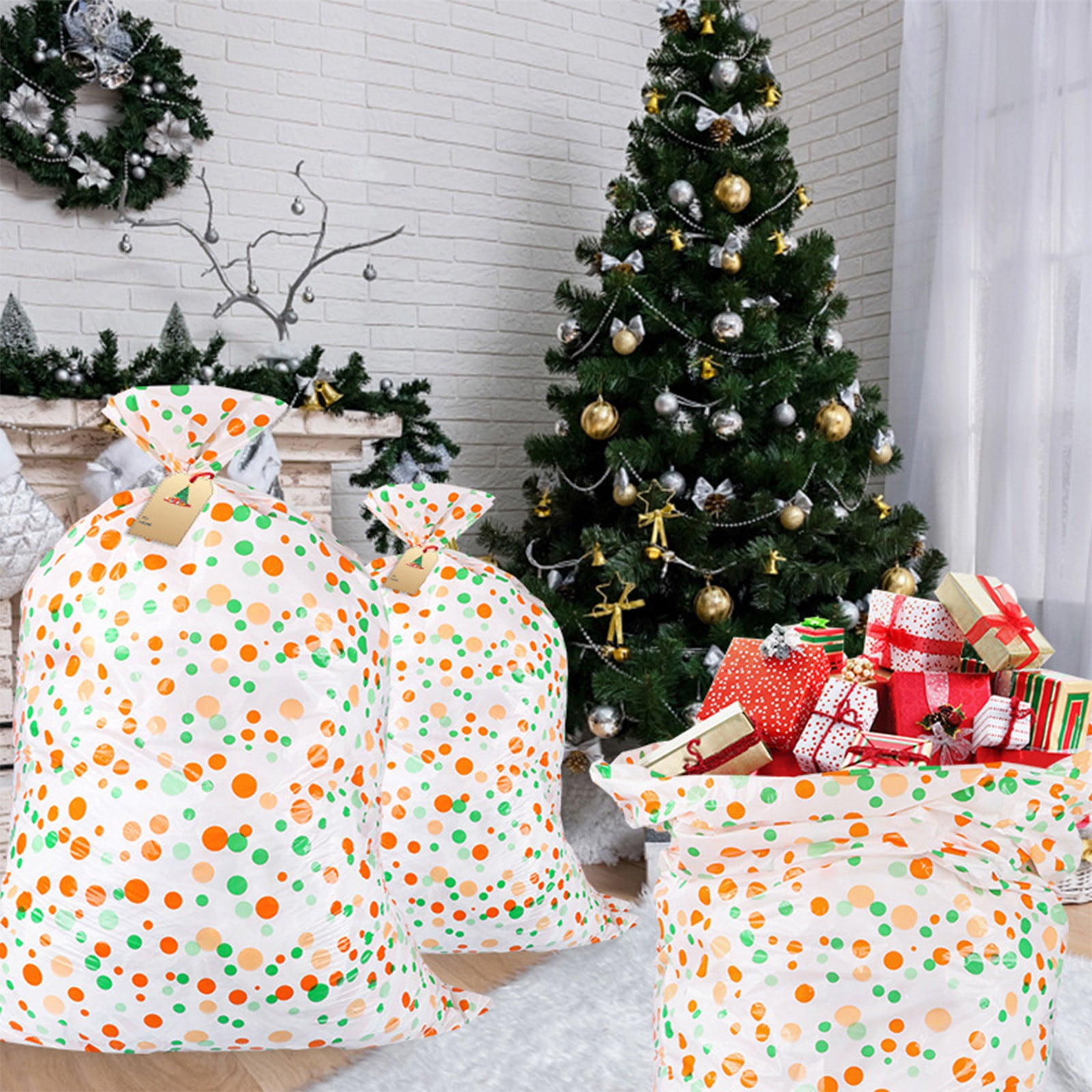 Isvgxsz 3pcs Large Christmas Gift Bags Holiday Gift Wrap Jumbo ...