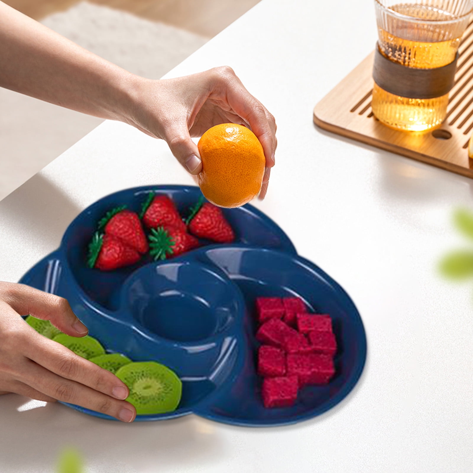 Isvgxsz Appetizer Platter with 4 Compartment, Flower-shaped Candy and ...