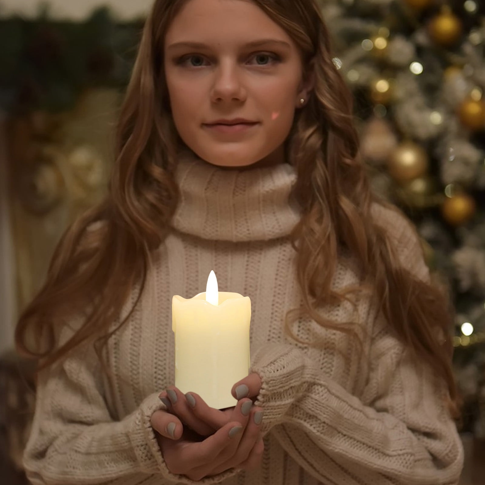 Isvgxsz Battery Operated Flameless Candles with Timer Wax Realistic ...