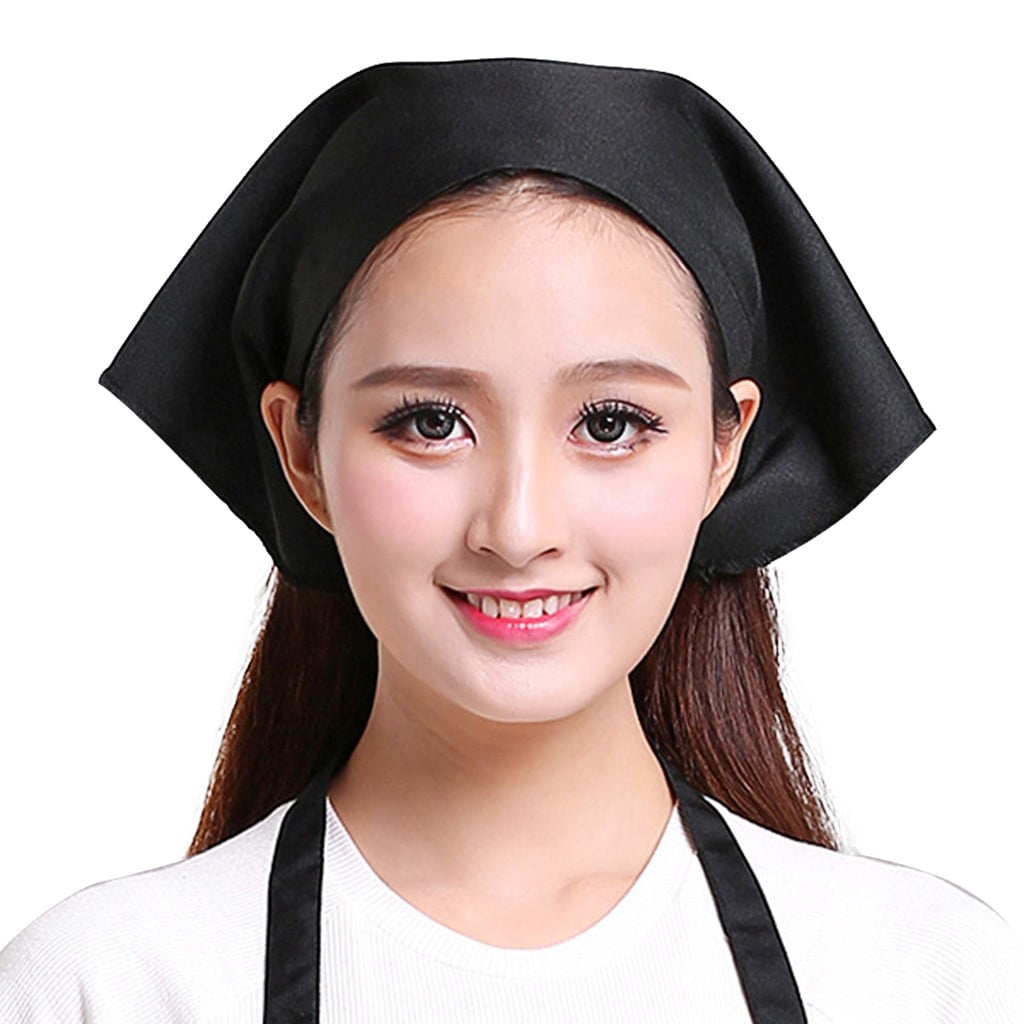 Isvgxsz Chef Barista Hat Women Waitress Baker Triangular Hair Bandanna ...