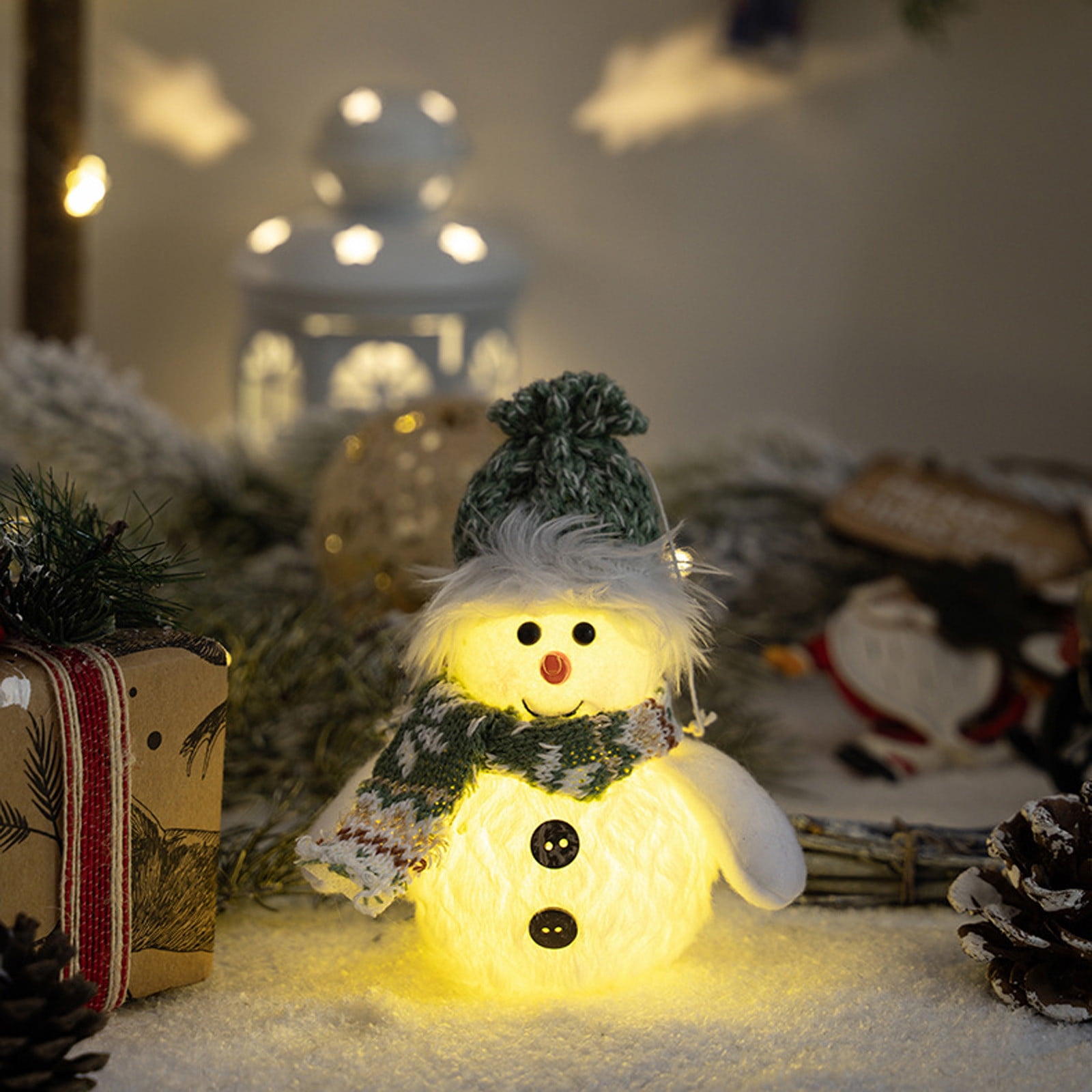 Isvgxsz Christmas Table Decorations, Lighted Plush Snowmen Figurines ...