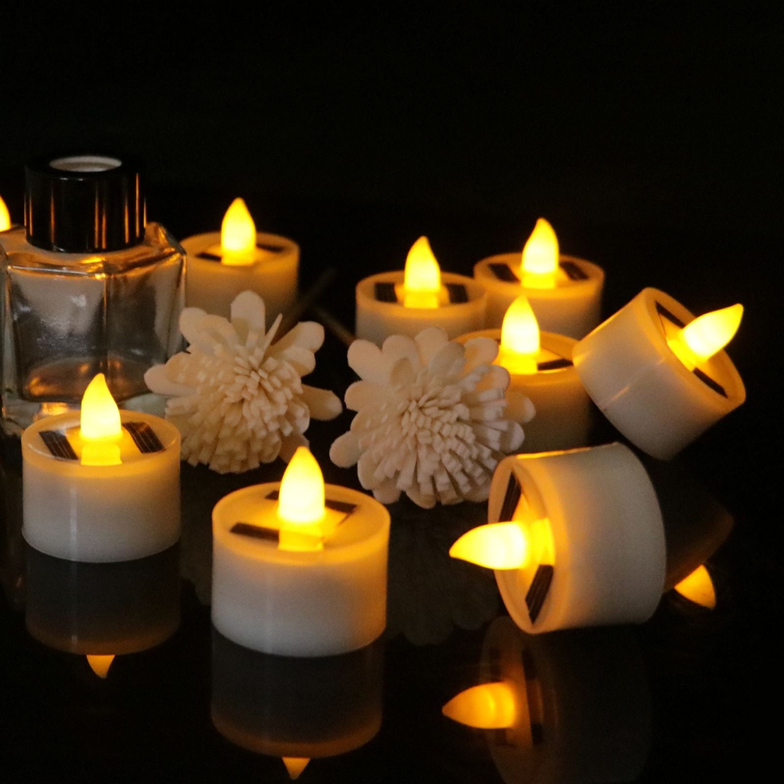 Isvgxsz 18 Pieces Solar Tea Light Outdoor Waterproof Candles Flameless ...