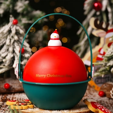 Dujiujun Christmas Candy Box with Handle Mini Iron Tote Snowman Santa ...