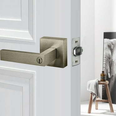 LASIEYO Privacy Door Handle with Lock, Square Heavy Duty Door Handle ...